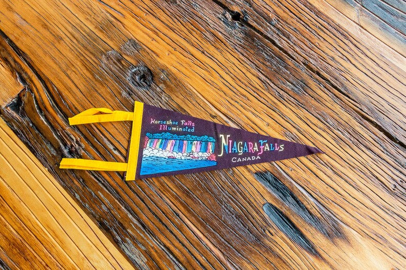 Niagara Falls Maroon Felt Pennant Vintage Travel Wall Decor - Etsy