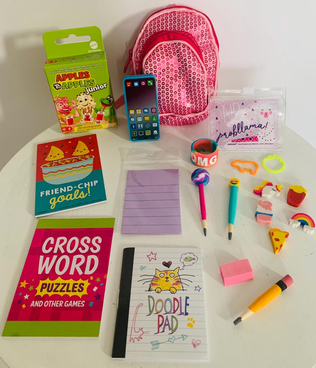 Pink Sequin Backpack & Mini School Supplies Fit American Girl 18" Doll ...