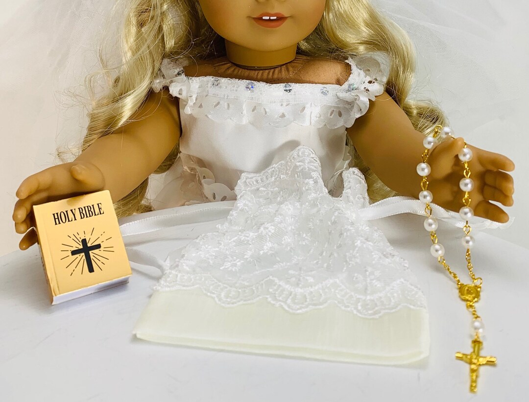 First Communion for American Girl Doll 18" Accessories Fit Mini Bible ...