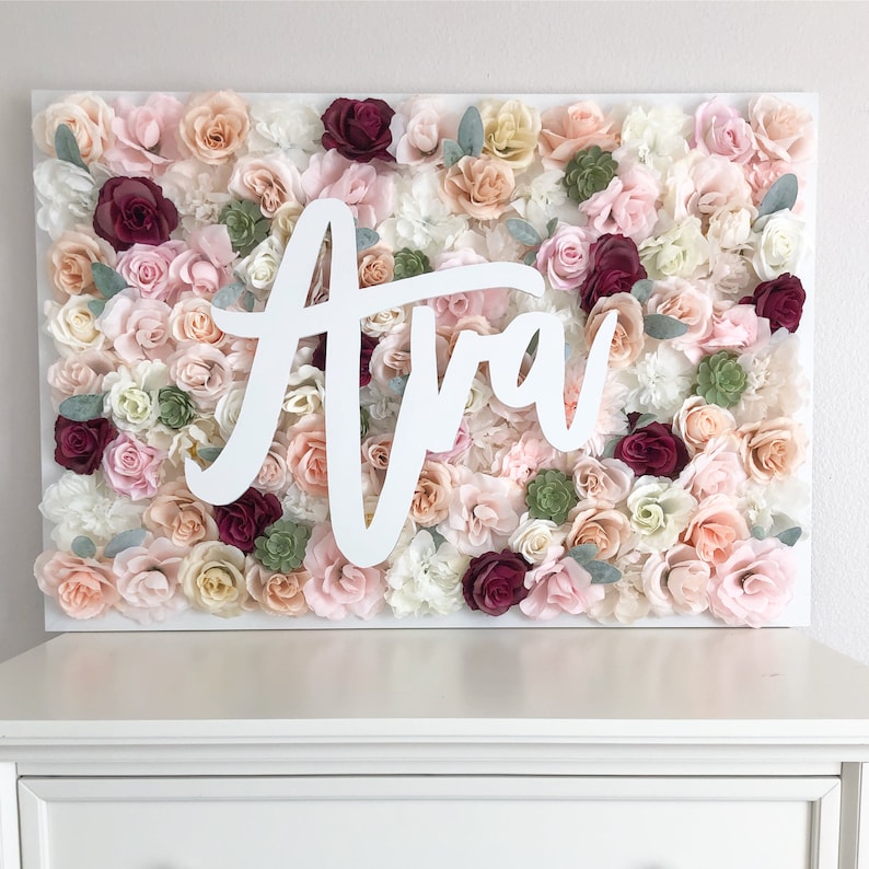 Girl Nursery Decor Flower Wall Decor Wood Nursery Name Sign | Etsy UK