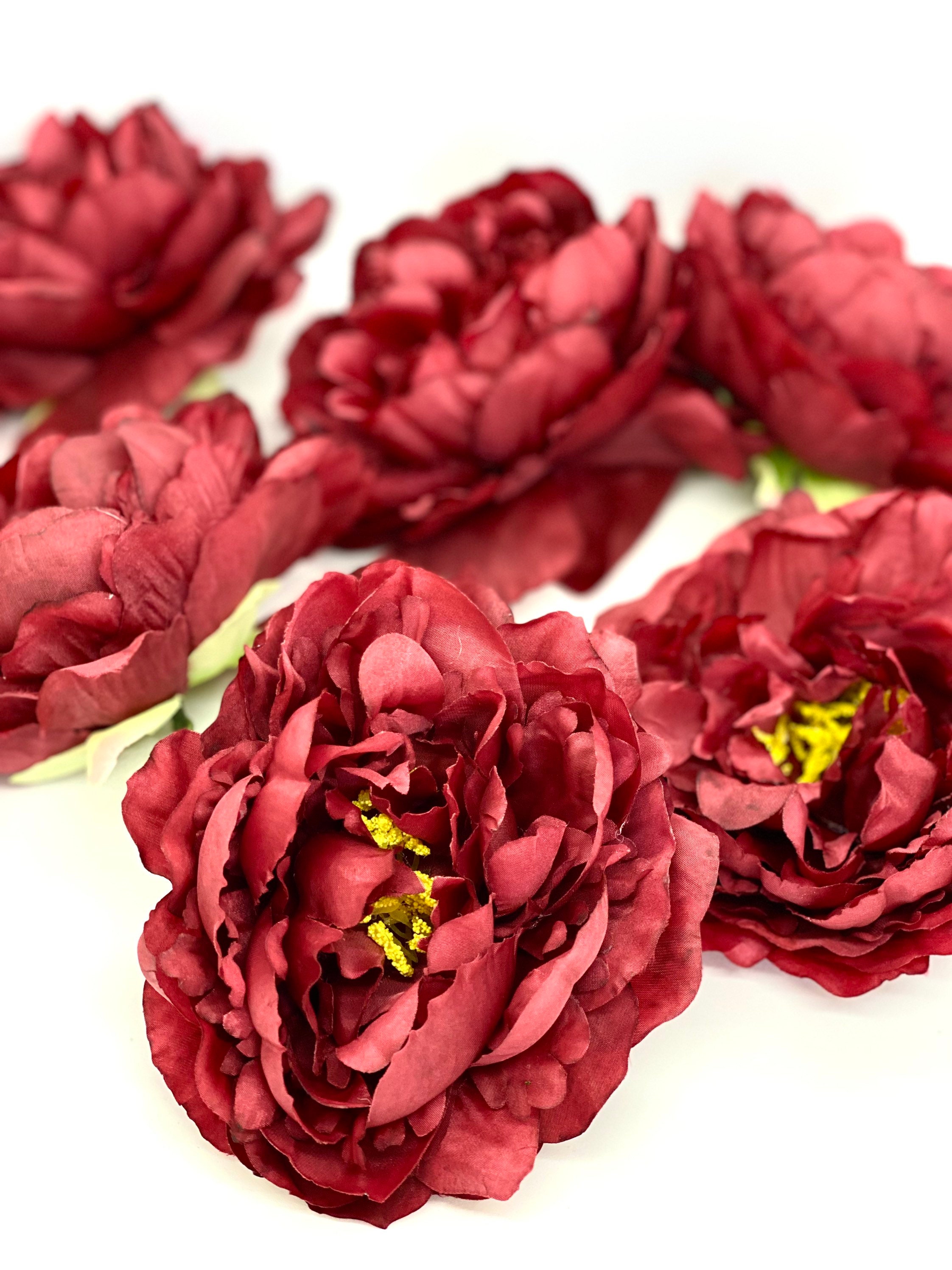 5 Deep Red Peony Burgundy Peony Wedding Flower Fluffy - Etsy