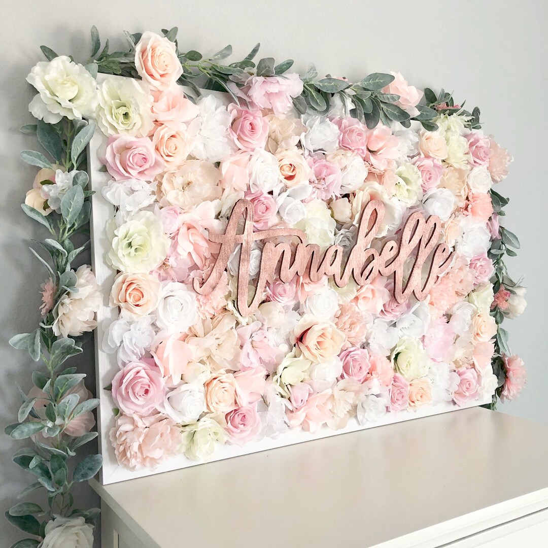 Flower Wall Name Sign Nursery Name Sign Blush Pink Nursery Rose Gold ...