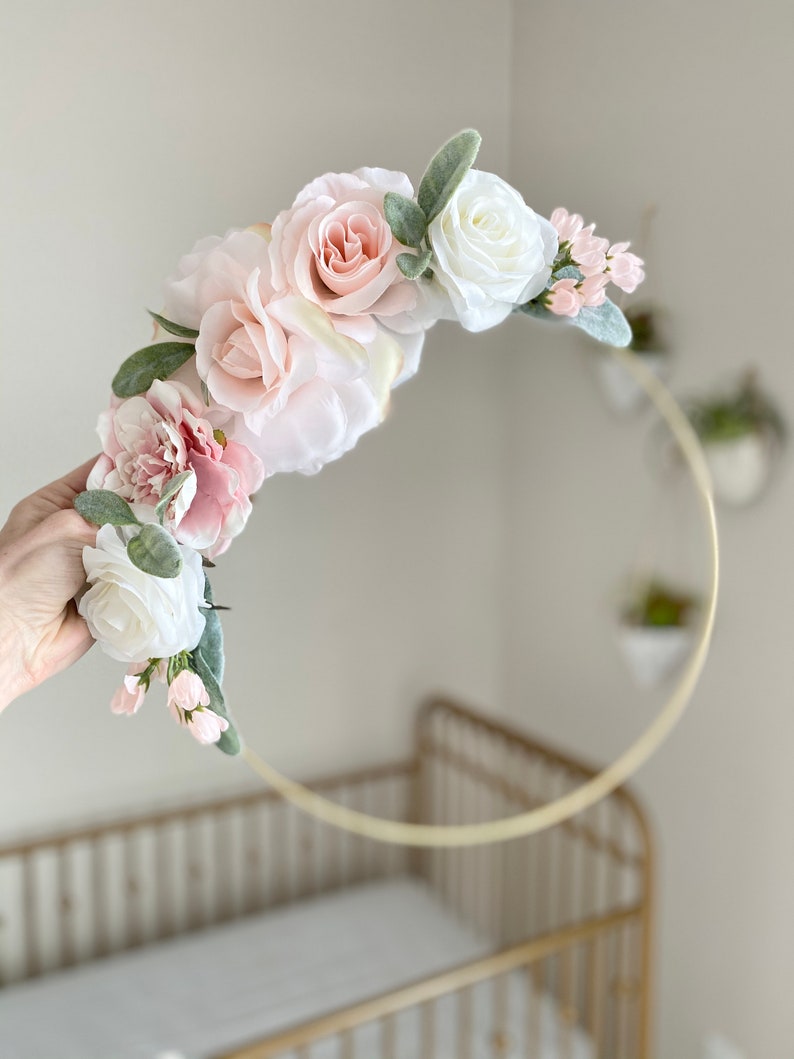 Floral Hoop Wreath Nursery Decor Wreath Girl Room Modern Boho - Etsy