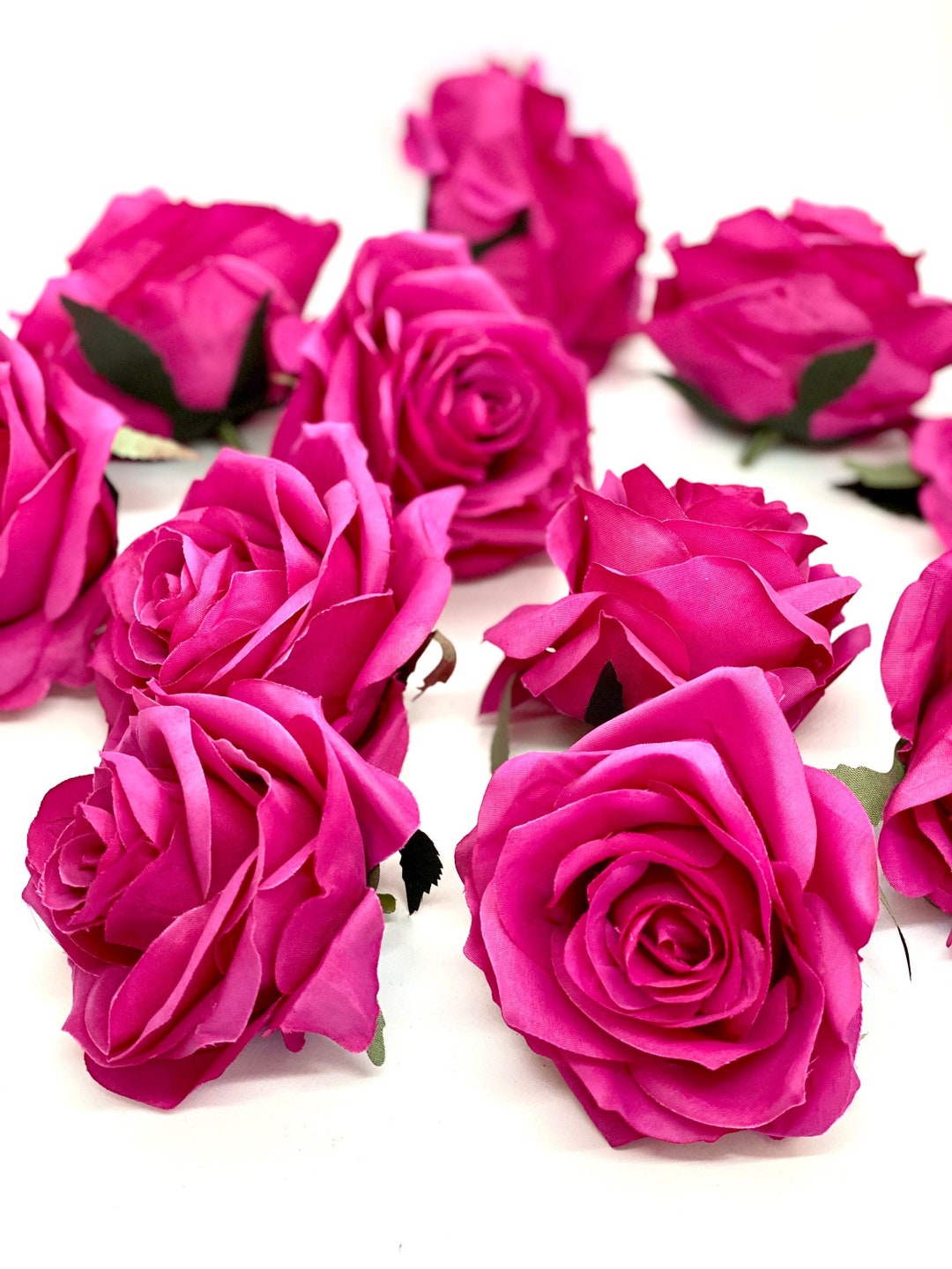 3.5 Artificial Fuchsia Flower Fuchsia Artificial Rose Head Fuchsia ...