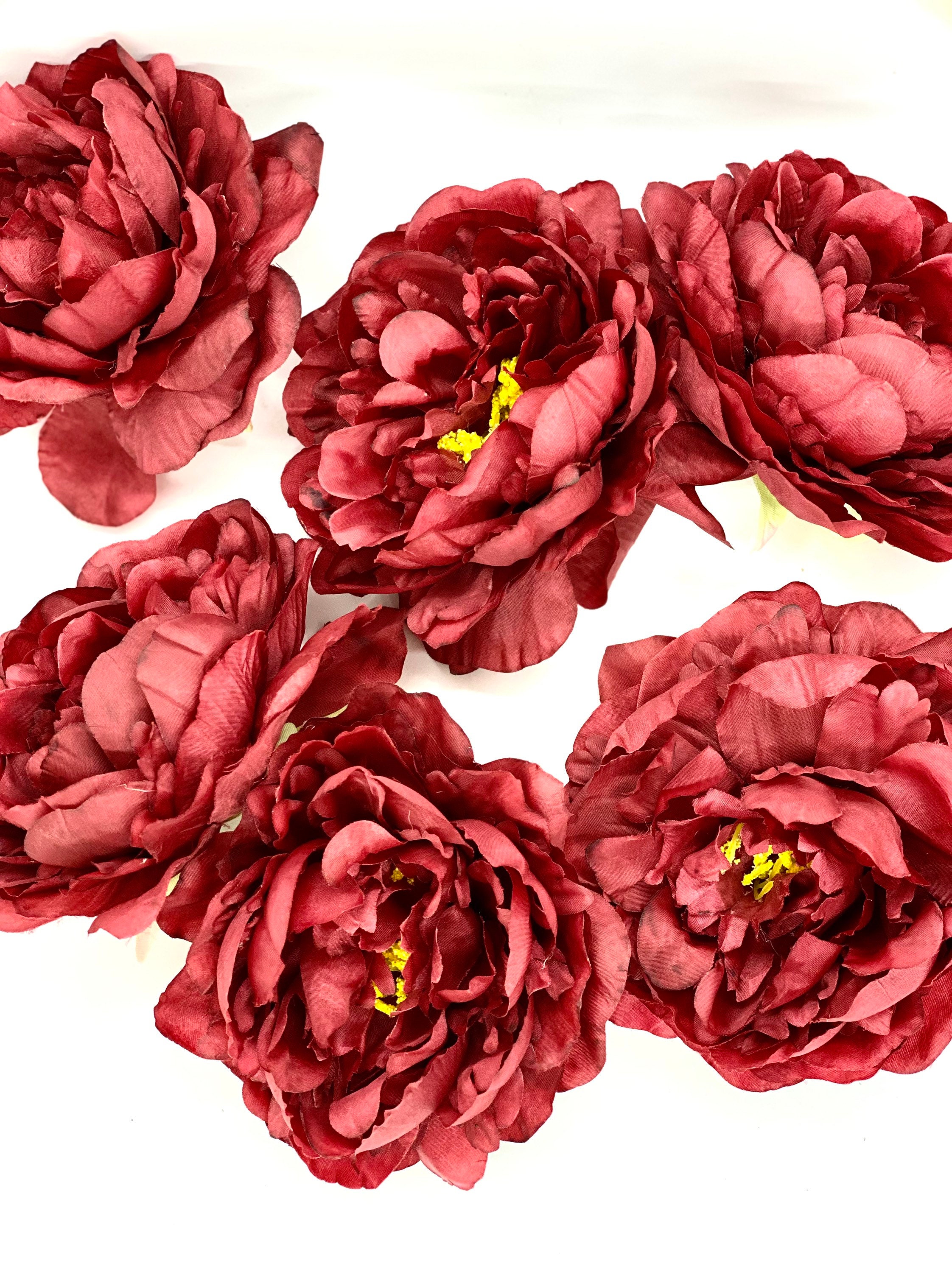 5 Deep Red Peony Burgundy Peony Wedding Flower Fluffy - Etsy