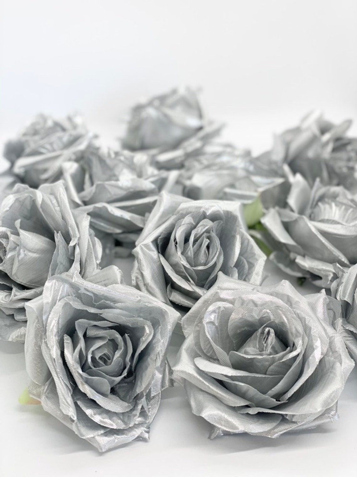 3 Metallic Silver Rose Silver Flower Metallic Flower - Etsy