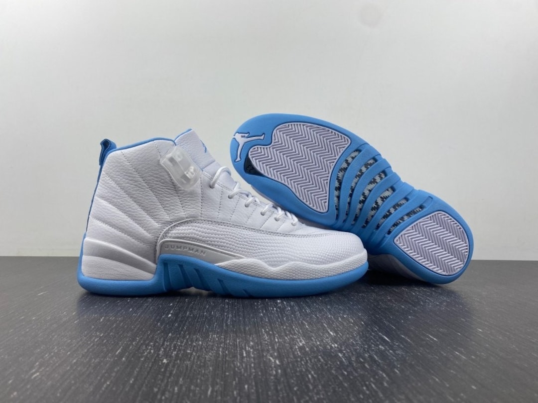 Air Jordan 12 Retro Unc White University Blue Metallic Silver - Etsy