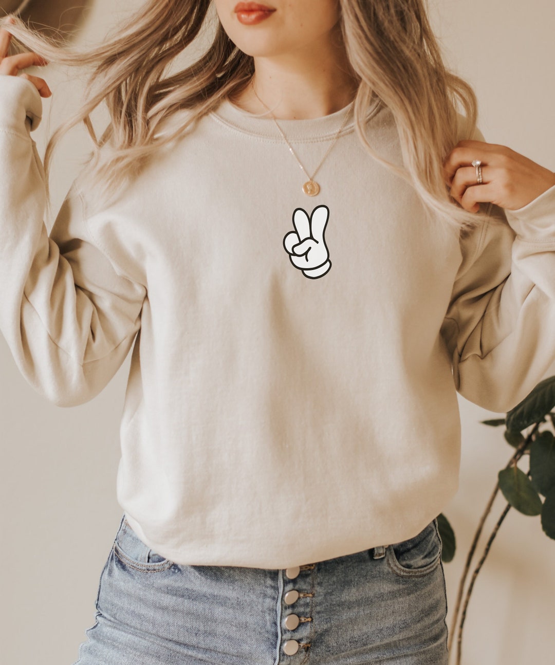 Mickey Peace Sign Sweatshirt, Mickey Sweatshirt, Peace Sign Sweatshirt ...