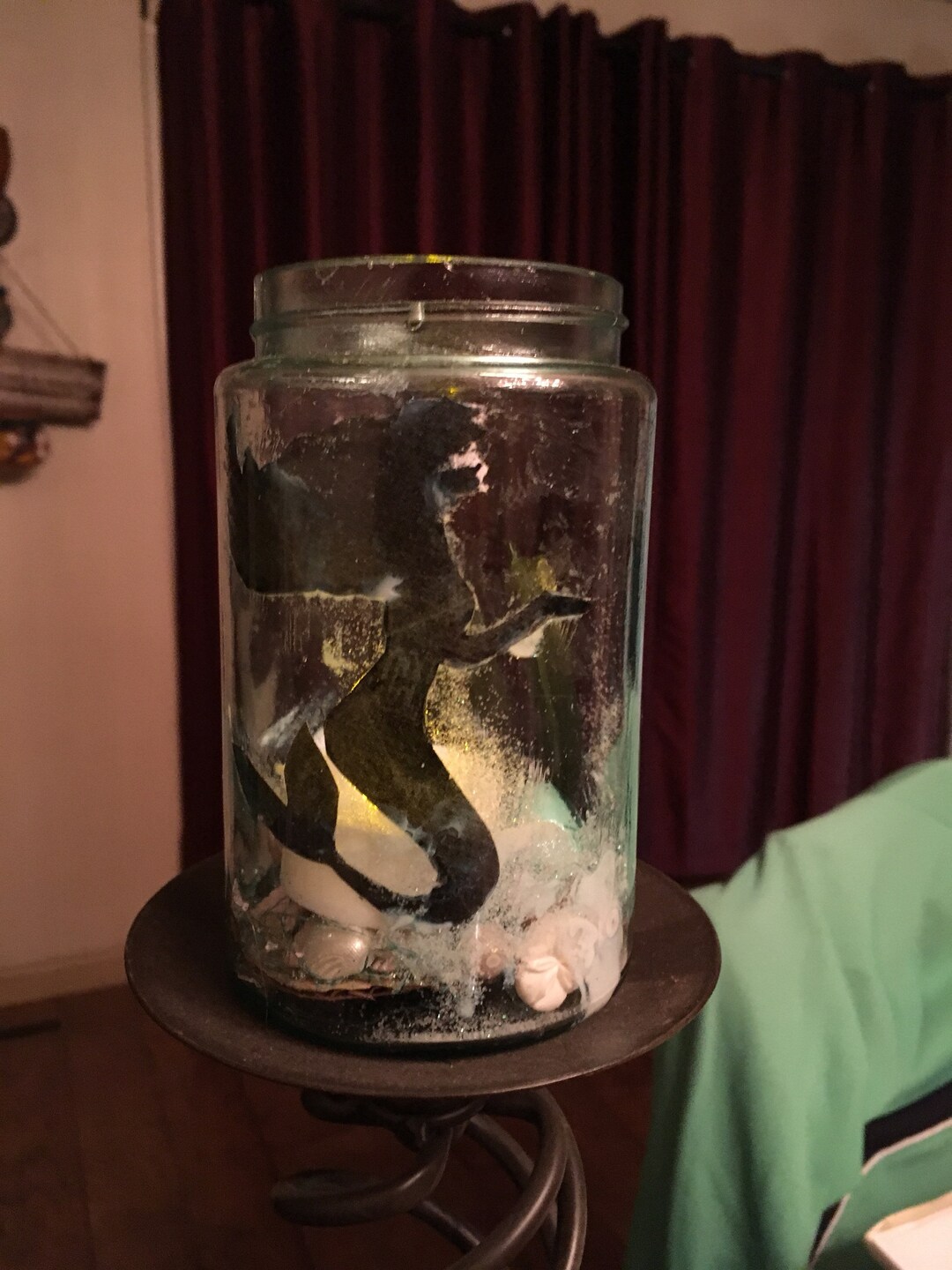 Lighted Mermaid Silhouette Mason Jar in Aqua Blue - Etsy