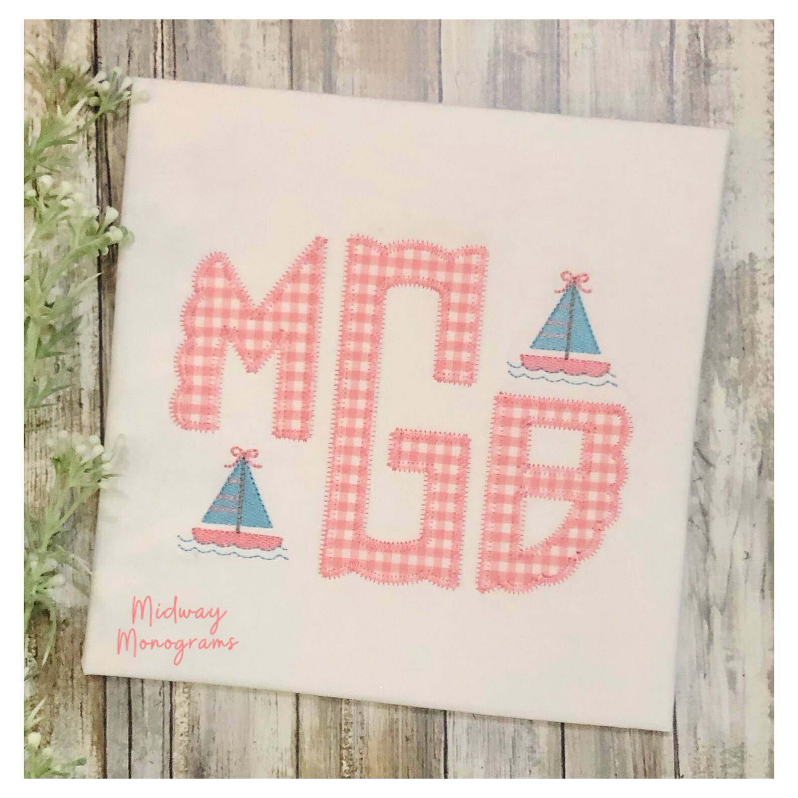Girls Monogram Shirt Appliqué Monogram With Sailboats - Etsy