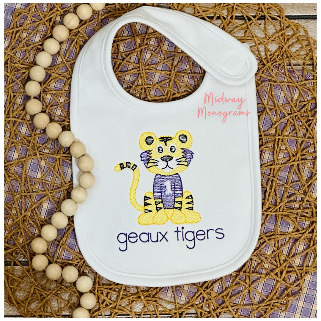 Embroidered Tiger Baby Bib and Burp Cloth Set - Etsy