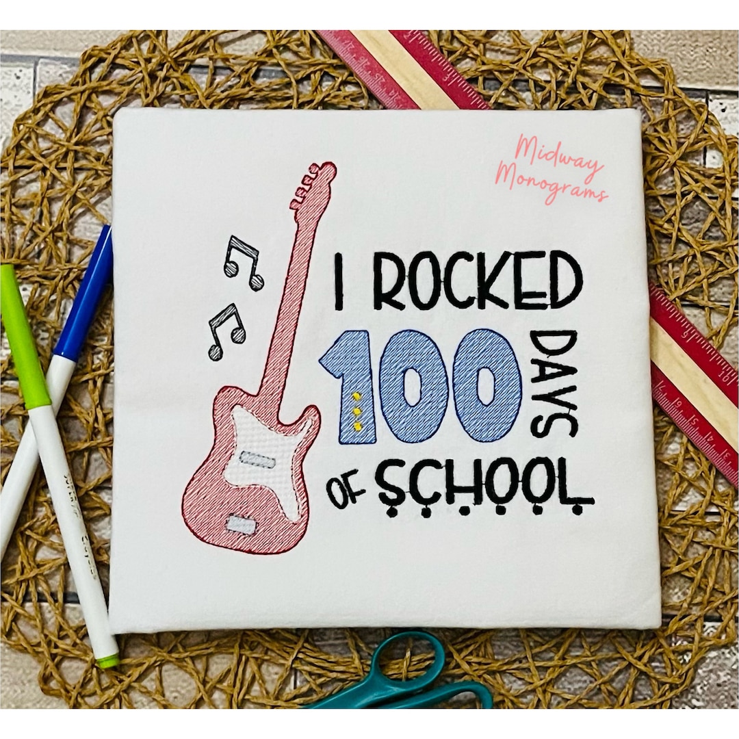 100th Day of School Shirt: Rock Guitar Celebration - Etsy