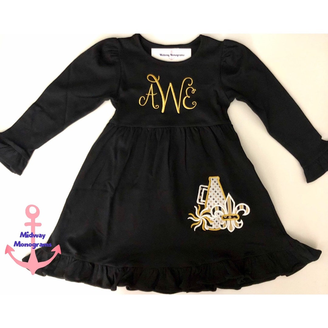 Personalized Black & Gold Football Dress - Saints Football Dress ...