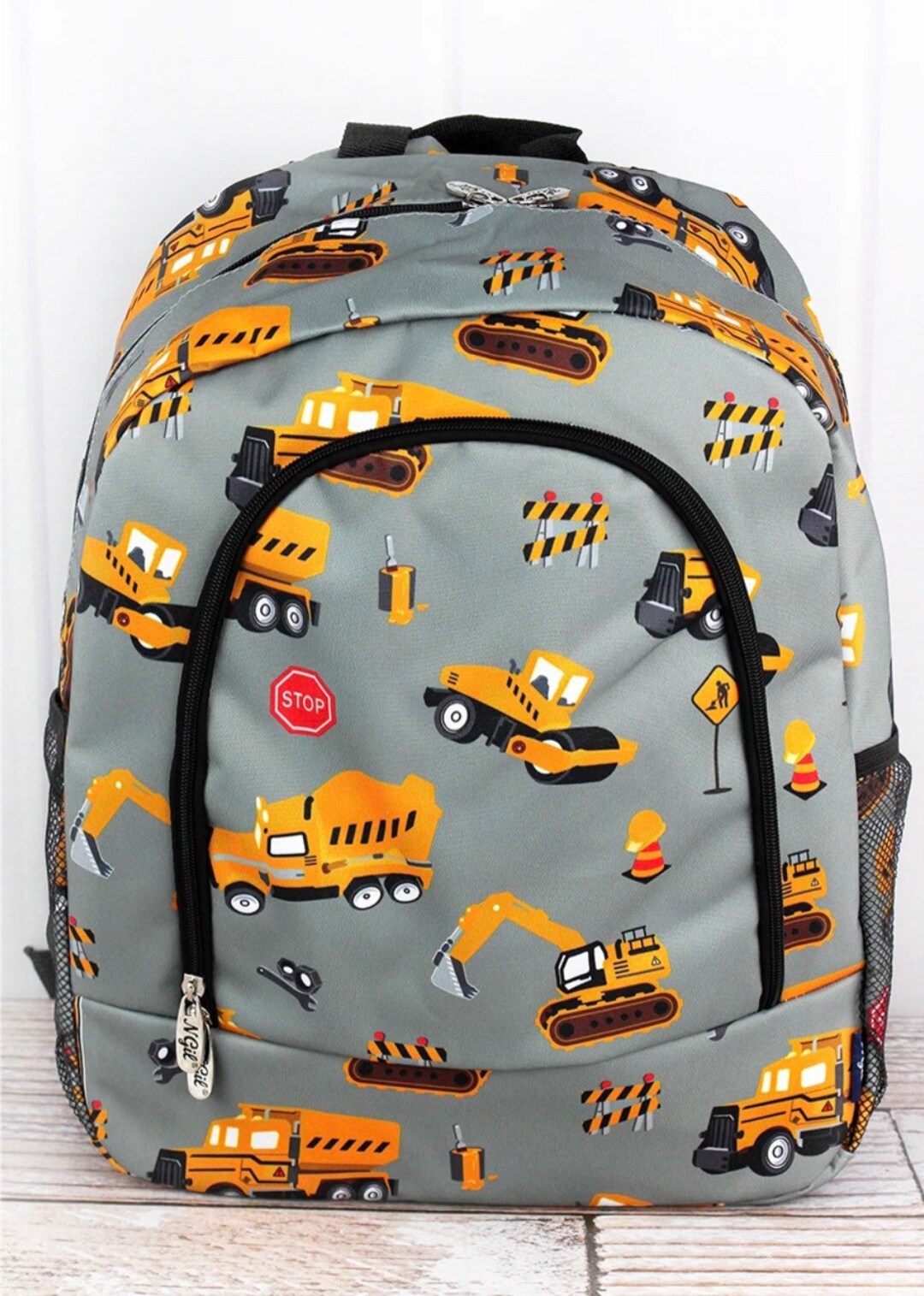 Personalized Construction Trucks Backpack - Boys Preschool Daycare Bag ...