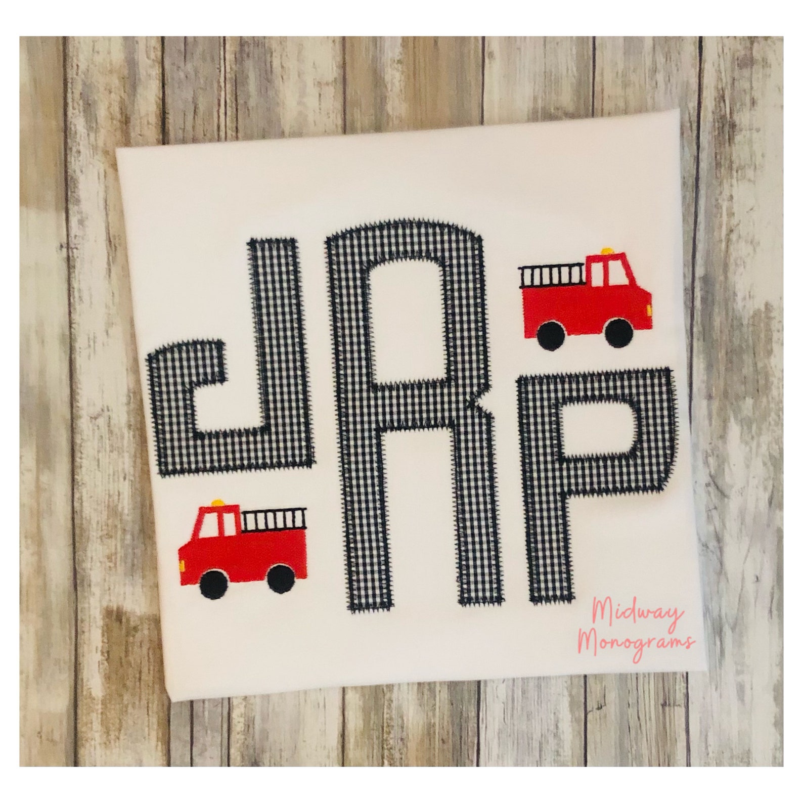 Boys Monogrammed Shirt With Fire Trucks Personalized Fire - Etsy