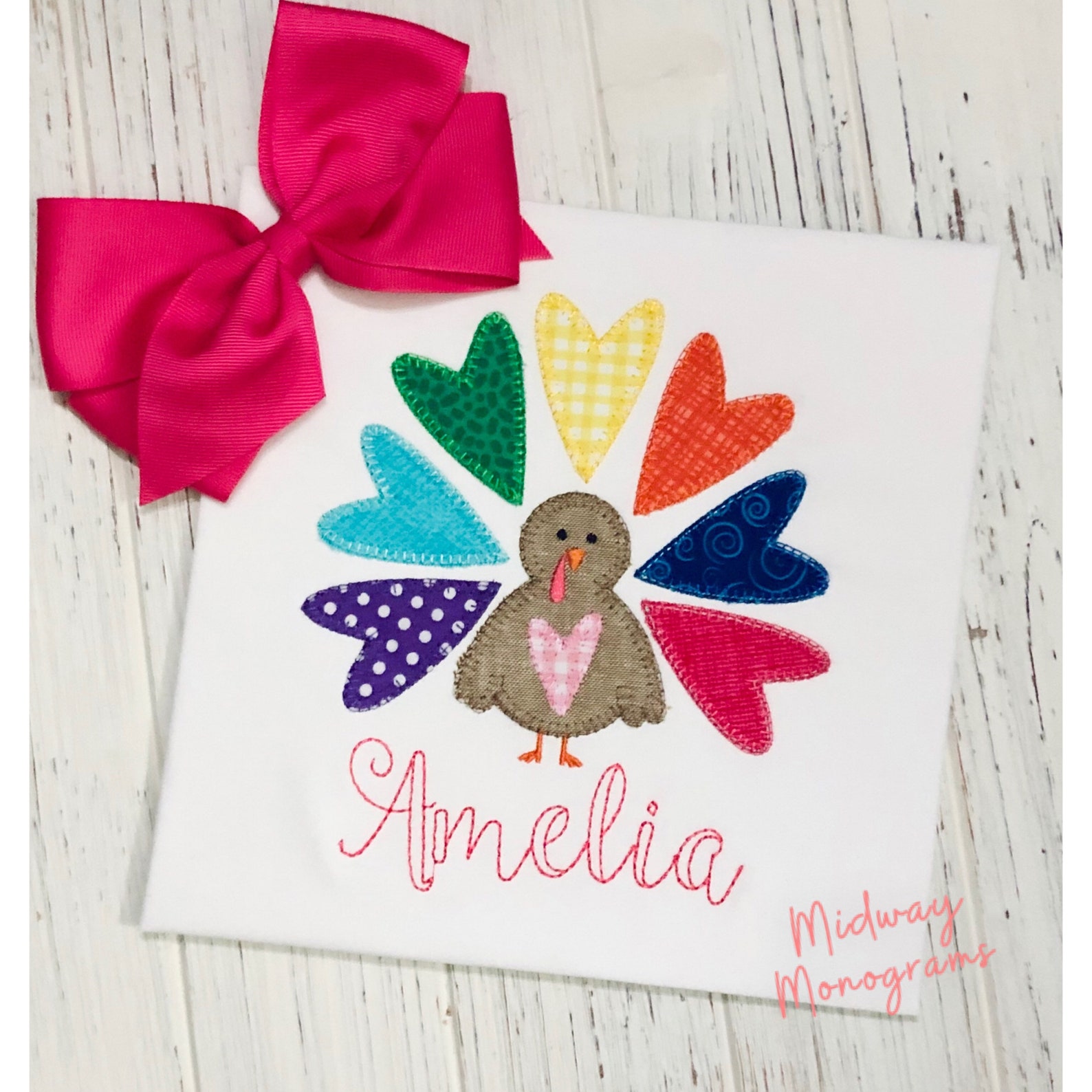 Personalized Appliqué Turkey Shirt: Girls Thanksgiving Outfit - Etsy