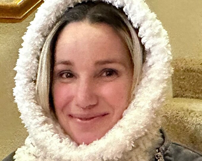 White Sparkly Hood Cowl Hooded Cowl Sherpa Great for the Office and Out ...