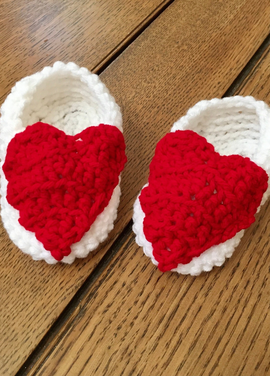Red Heart White Baby Booties Baby Shoes 0-3 Months Newborn READY to ...