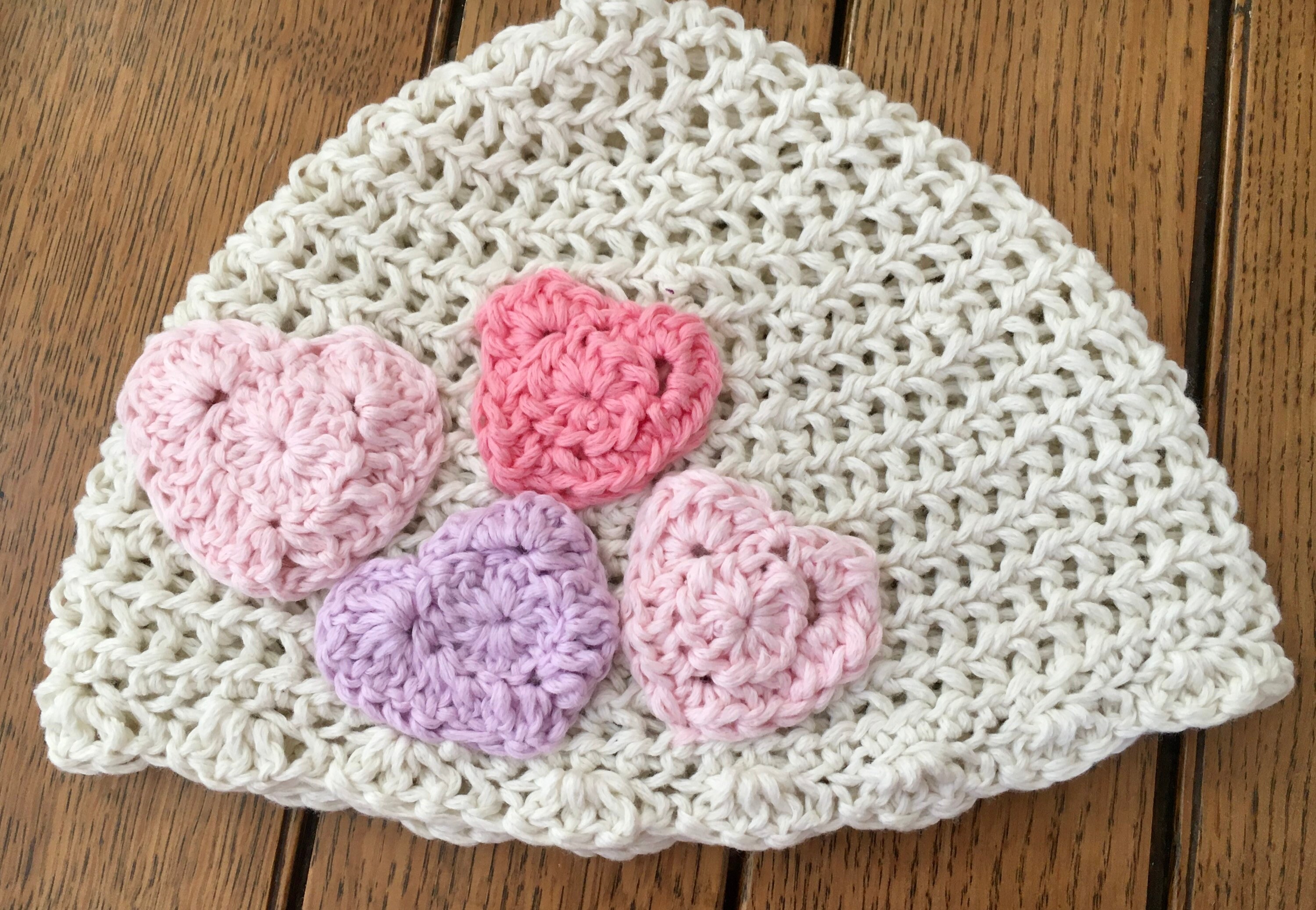 Heart Hat Valentine's Hat Spring Hat Hand-crocheted Cream Pink Coral ...