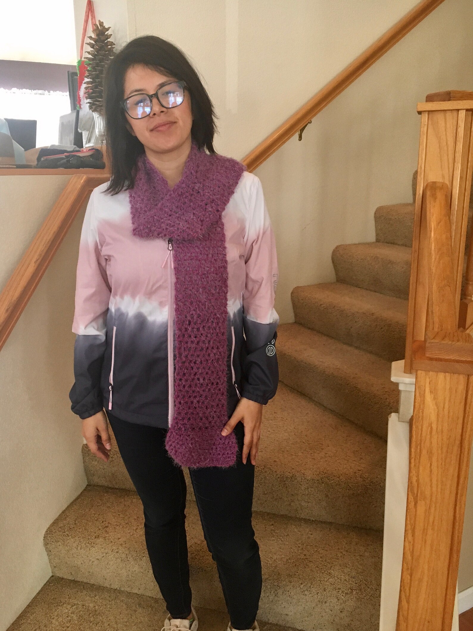 Fuzzy Purple Scarf With Fringe Crocheted Coworker Gift Ready to Ship ...