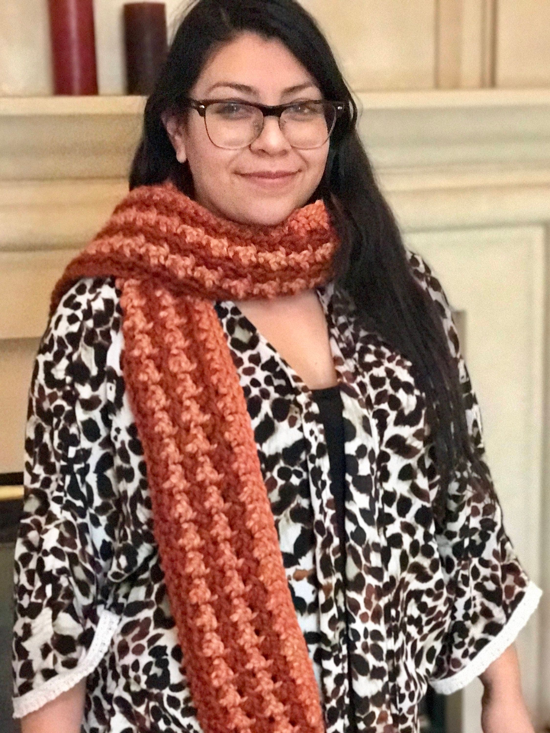 Unisex Long Scarf Rust Orange Mega Scarf Hand Crocheted READY - Etsy