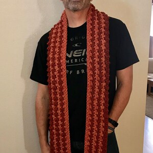 Unisex Long Scarf Rust Orange Mega Scarf Hand Crocheted READY TO SHIP ...