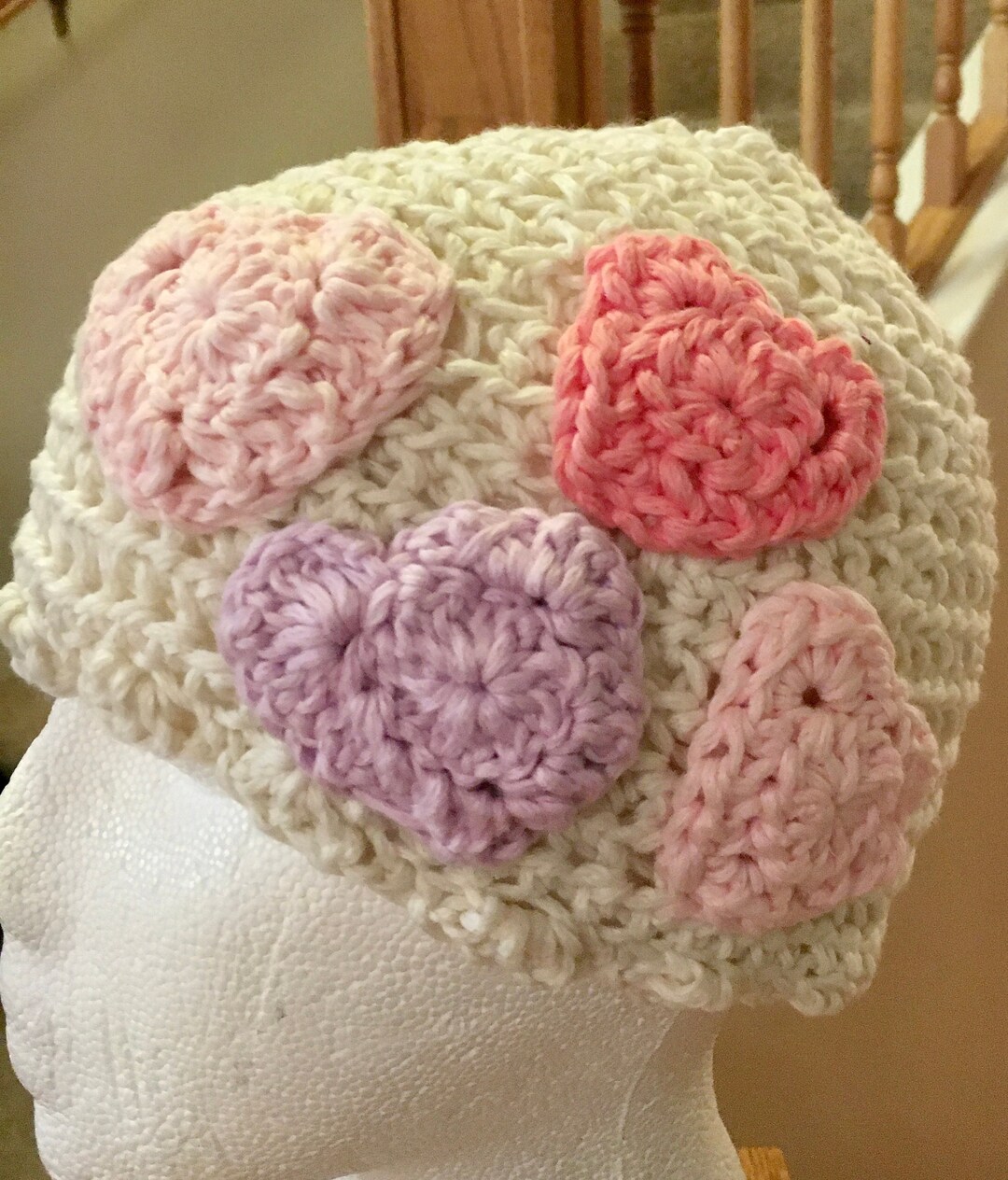 Heart Hat Valentine's Hat Spring Hat Hand-crocheted Cream Pink Coral ...
