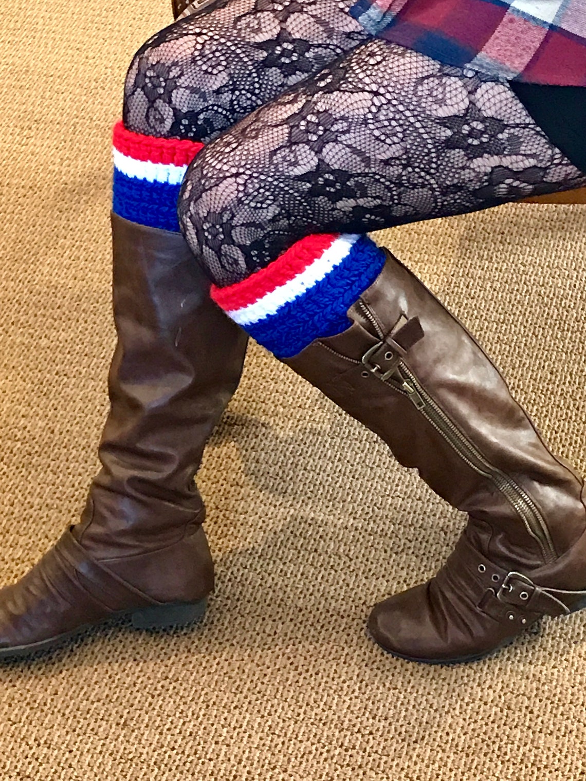 Boot Cuffs Green Purple Ruffle Trim Crochet Western Gift Ready - Etsy