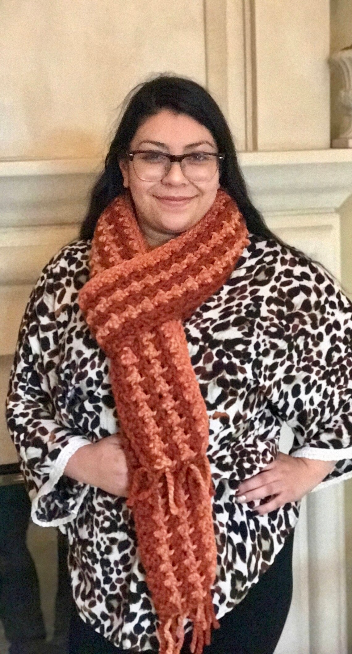 Unisex Long Scarf Rust Orange Mega Scarf Hand Crocheted READY TO SHIP ...