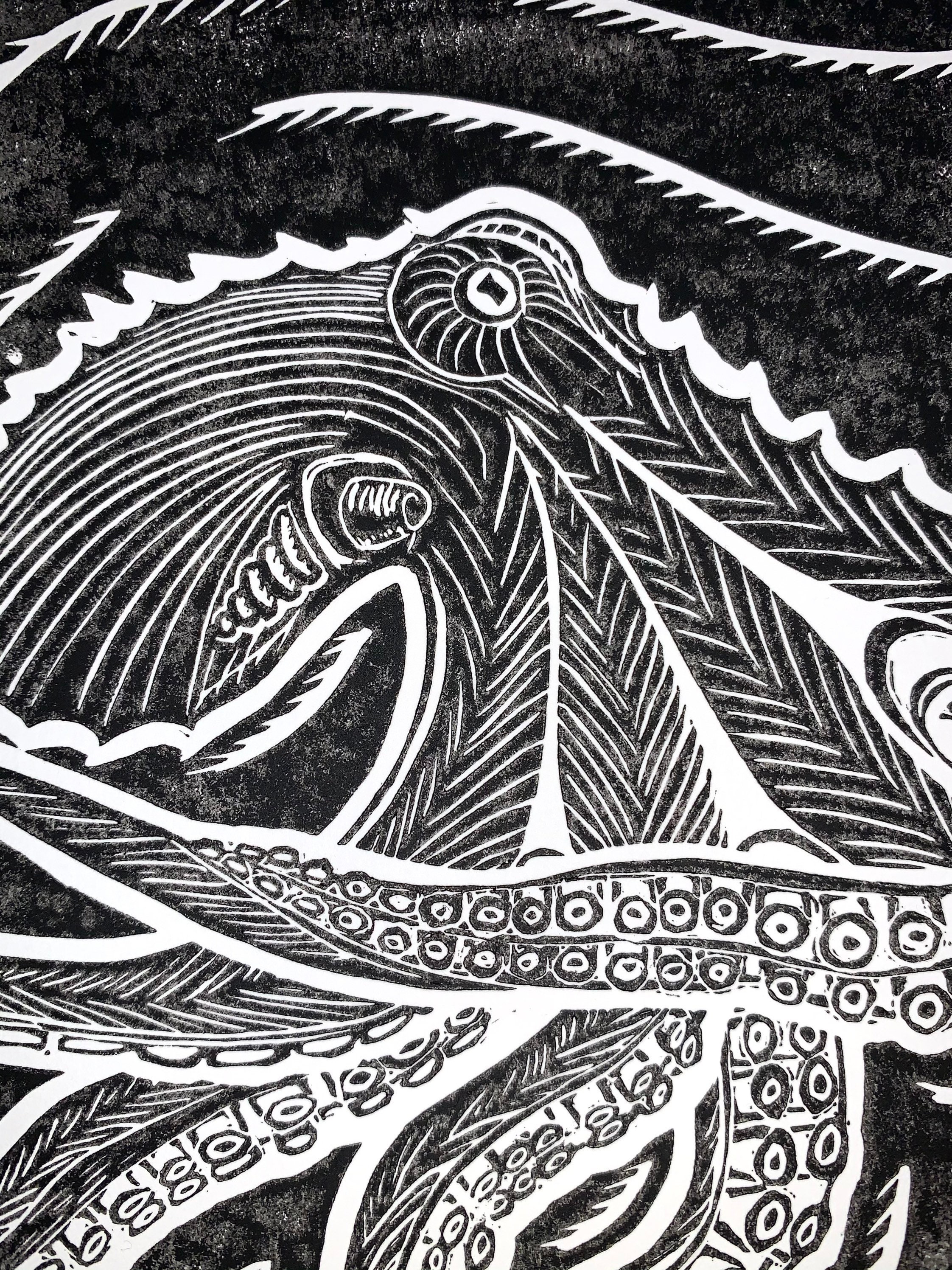 Original Octopus Sea Life Linocut Block Art Print - Etsy