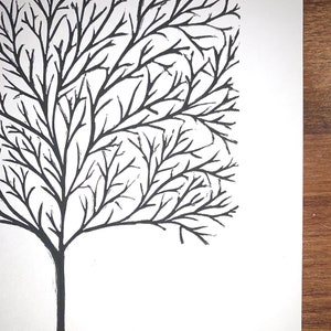 Original Winter Tree Linocut Block Print Black Minimalist - Etsy