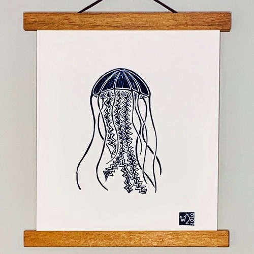 Original Octopus Sea Life Linocut Block Art Print - Etsy