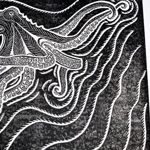 Original Octopus Sea Life Linocut Block Art Print - Etsy
