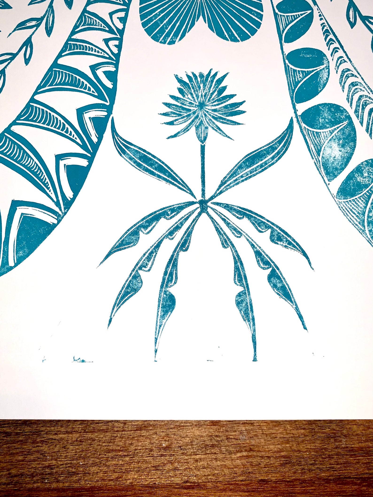 Original Love Birds Folk Linocut Block Art Print - Etsy