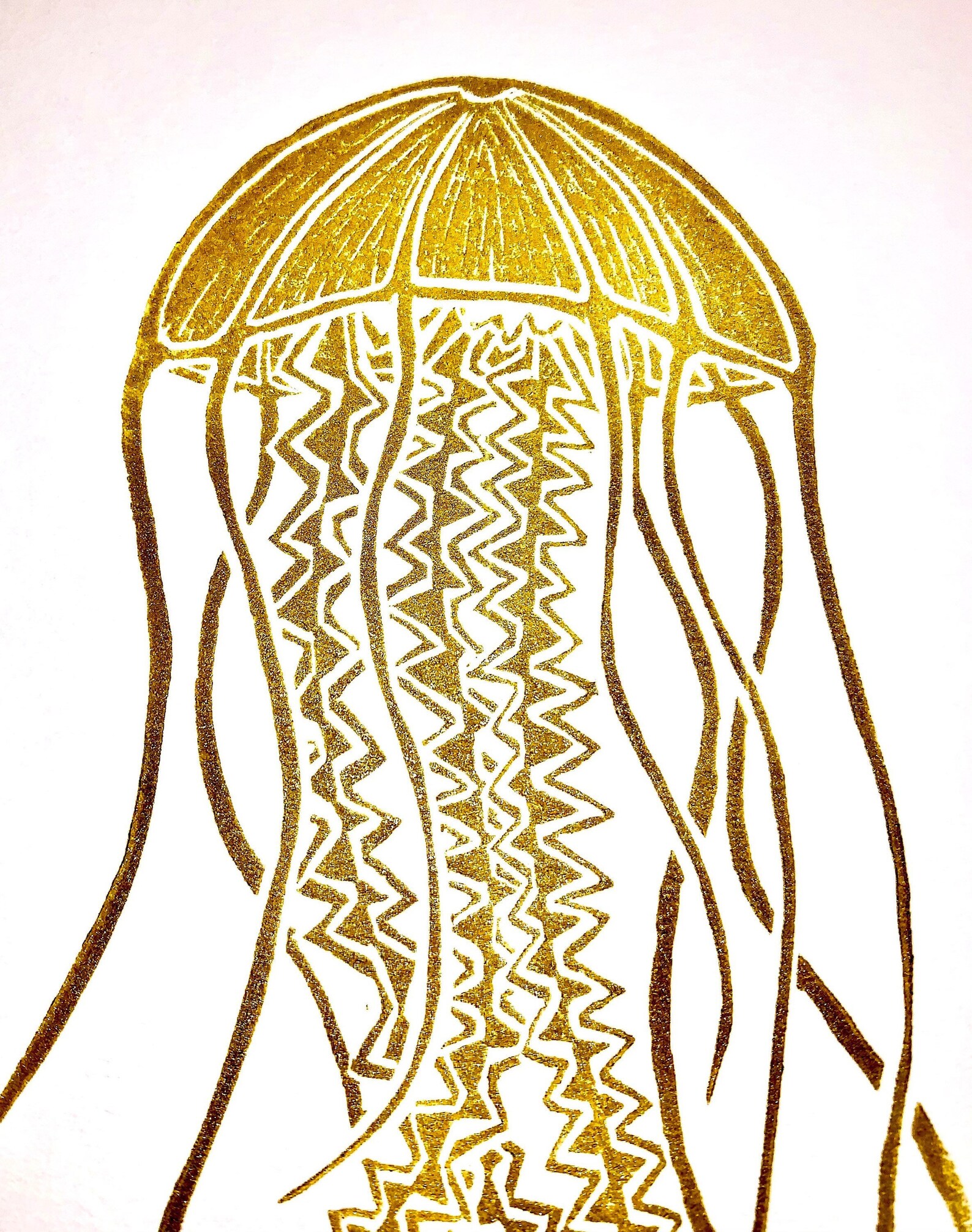 Original Jellyfish Sea Life Linocut Art Block Print - Etsy