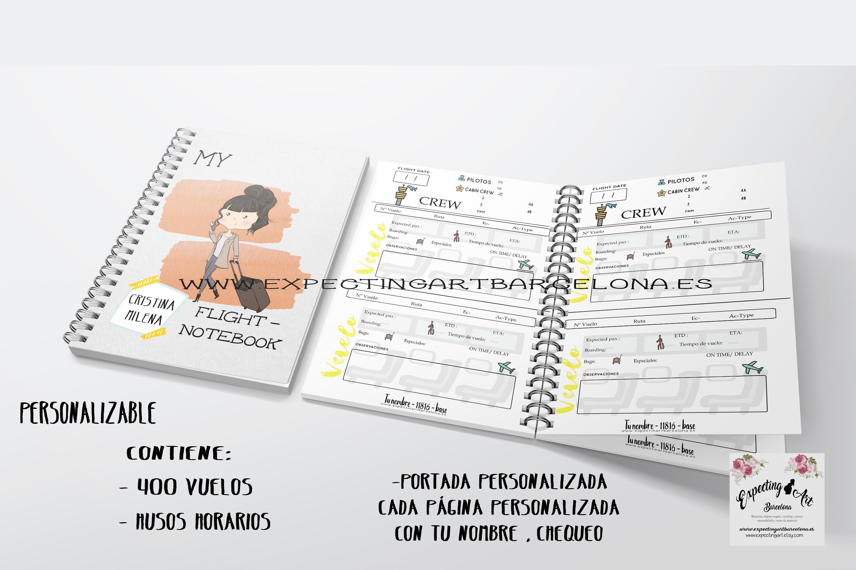 In-flight notebook Agenda de vuelo Crew notebook Diario - Etsy España
