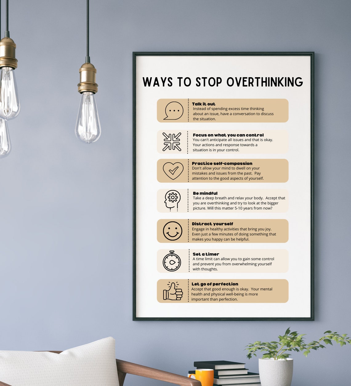 Ways to Stop Overthinking Therapy Poster Wall Print, Therapist Office ...