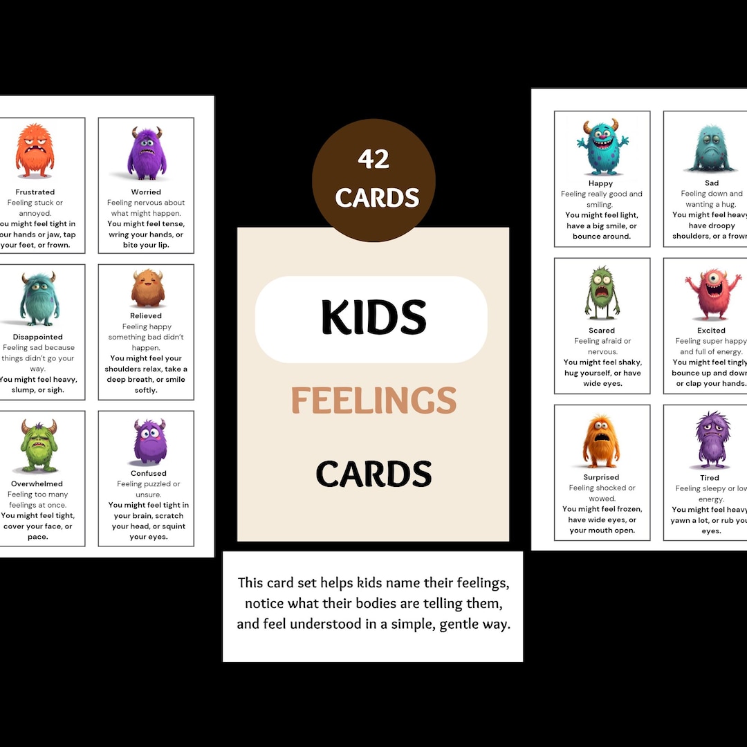 Kids Feelings Cards, Naming Emotions, Noticing Body Cues Self ...