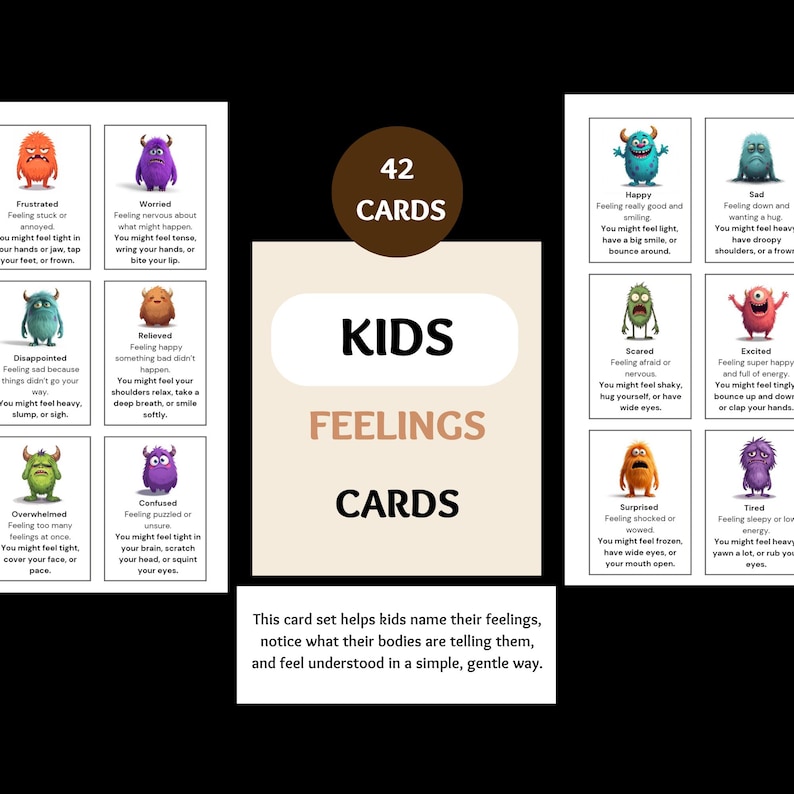 Kids Feelings Cards, Naming Emotions, Noticing Body Cues Self ...