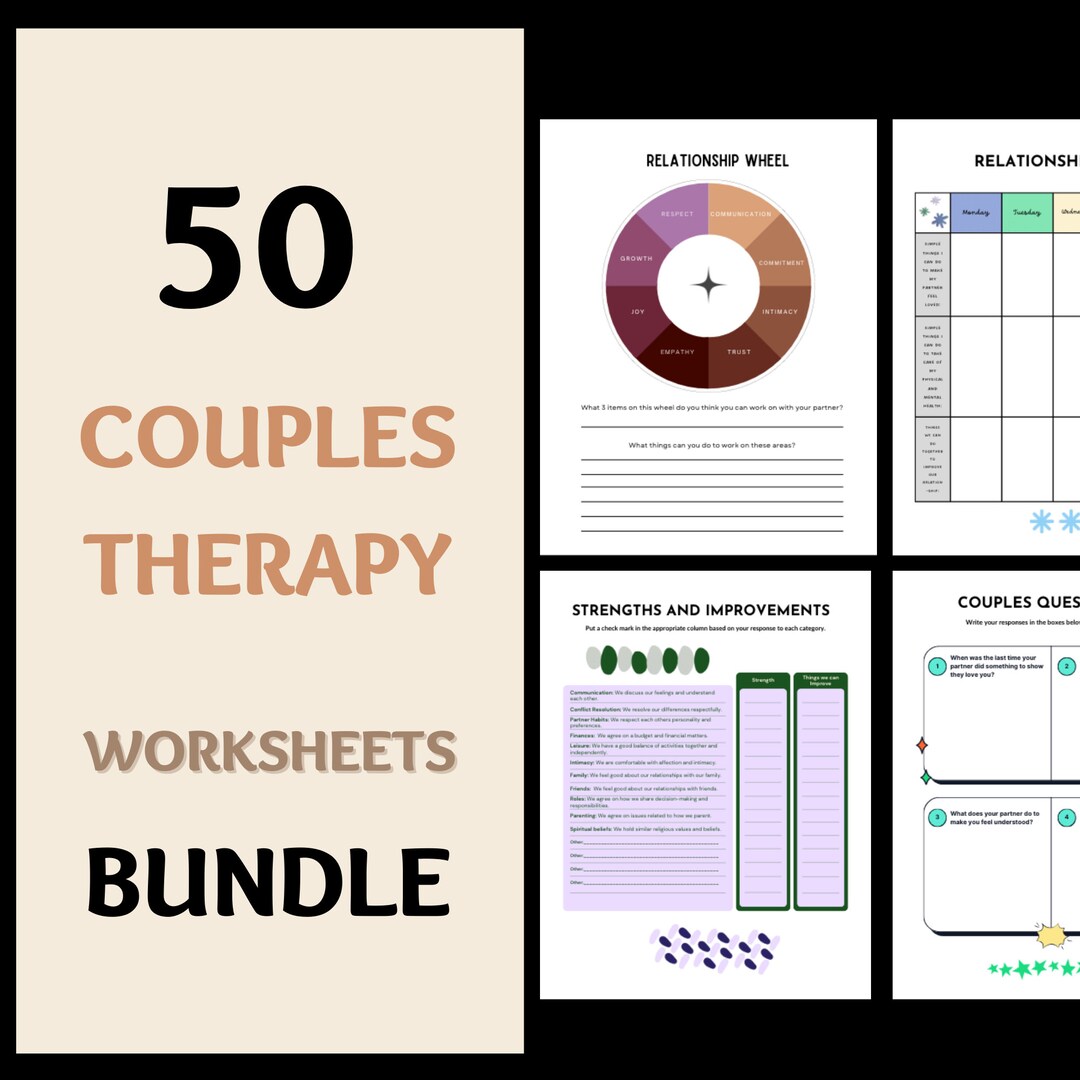 50 Couples Therapy Worksheets Bundle, Couples Therapy Forms, Reacting ...