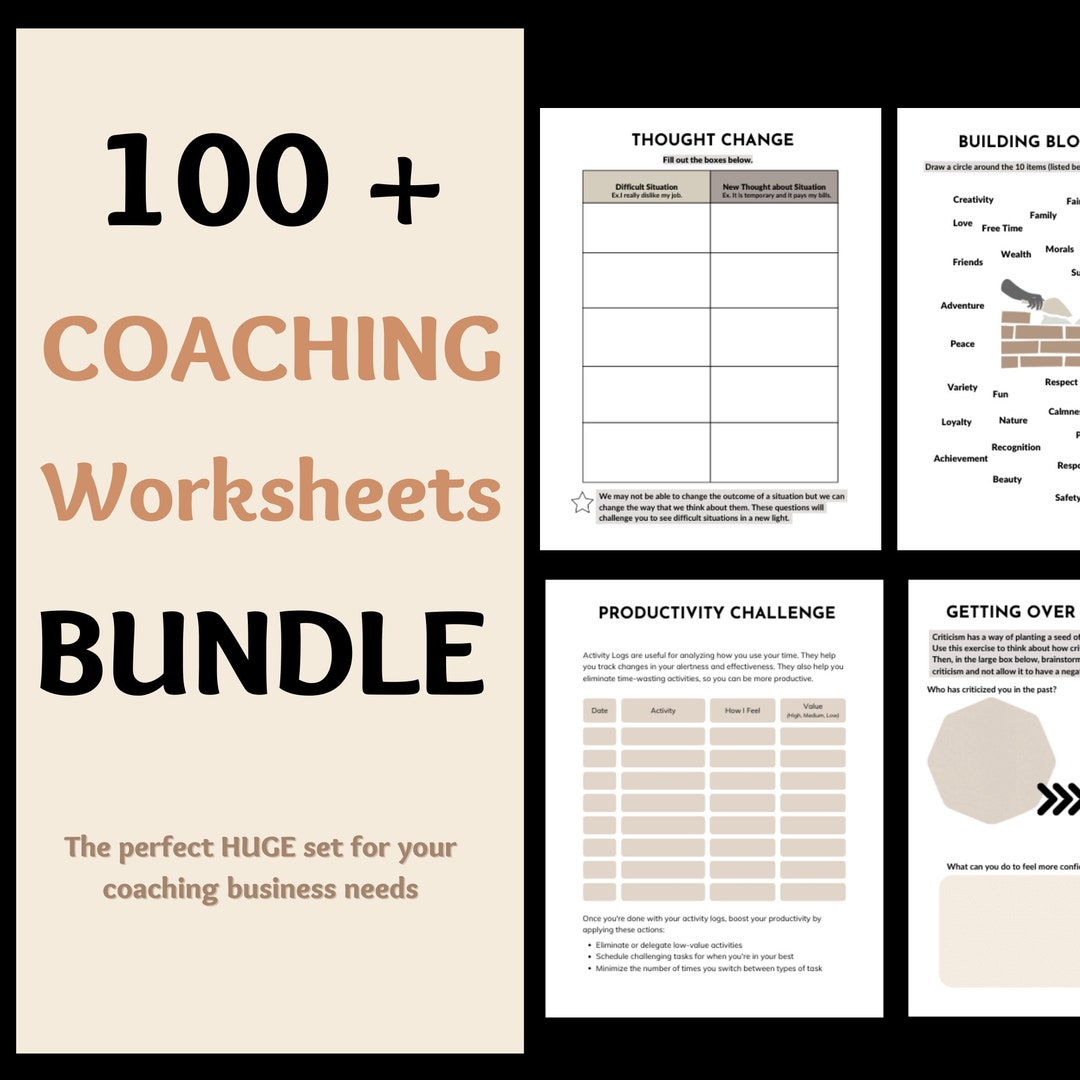 100+ Coaching Worksheets Bundle, Coaching Canva Templates, Editable ...