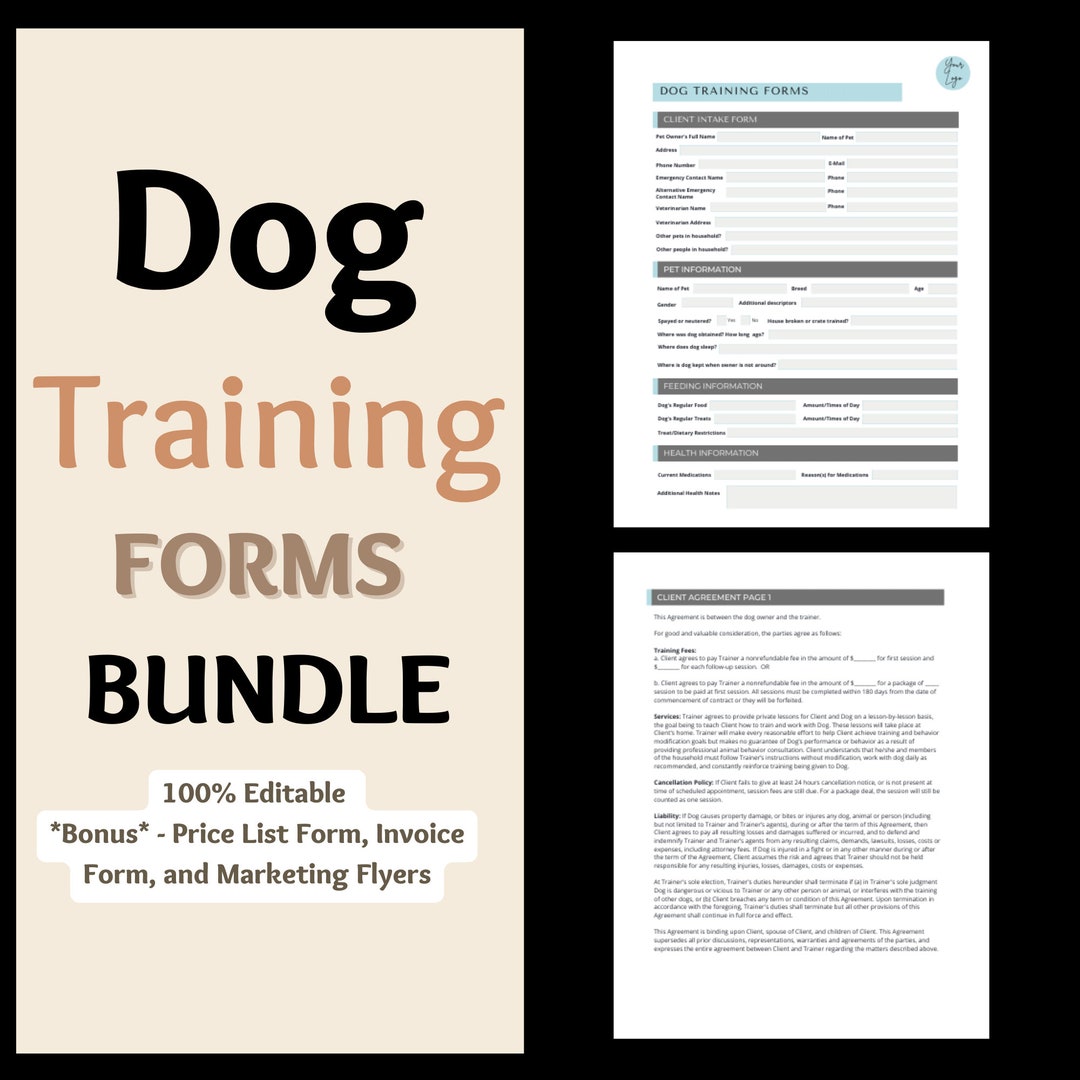 Dog Training Service Agreement, Editable Canva Template, Dog Training ...
