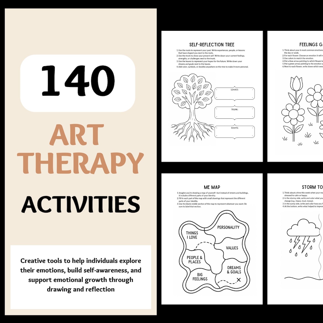 140 Art Therapy Worksheets Mental Health Social-emotional Learning Self ...