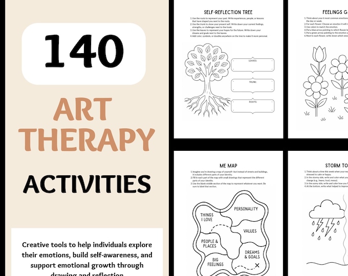 140 Art Therapy Worksheets Mental Health Social-emotional Learning Self ...