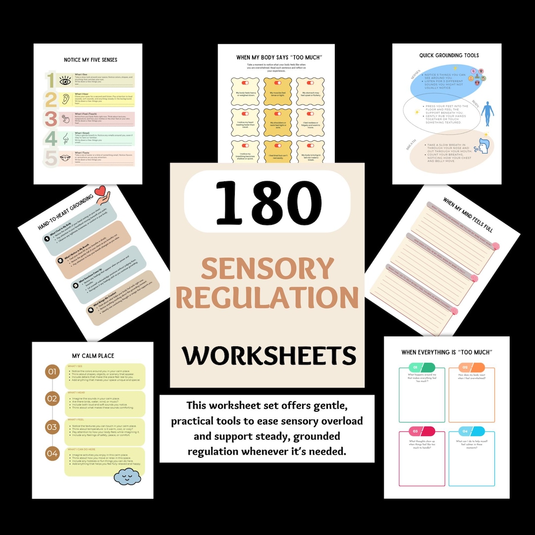 Sensory Regulation Worksheets Bundle, Sensory Overload Relief, Coping ...