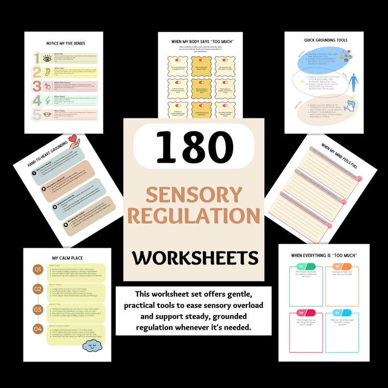 Sensory Regulation Worksheets Bundle, Sensory Overload Relief, Coping ...