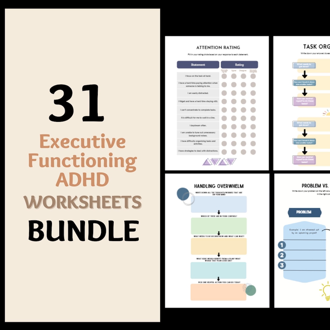 ADHD Executive Functioning Worksheets,attention Deficit Hyperactivity ...