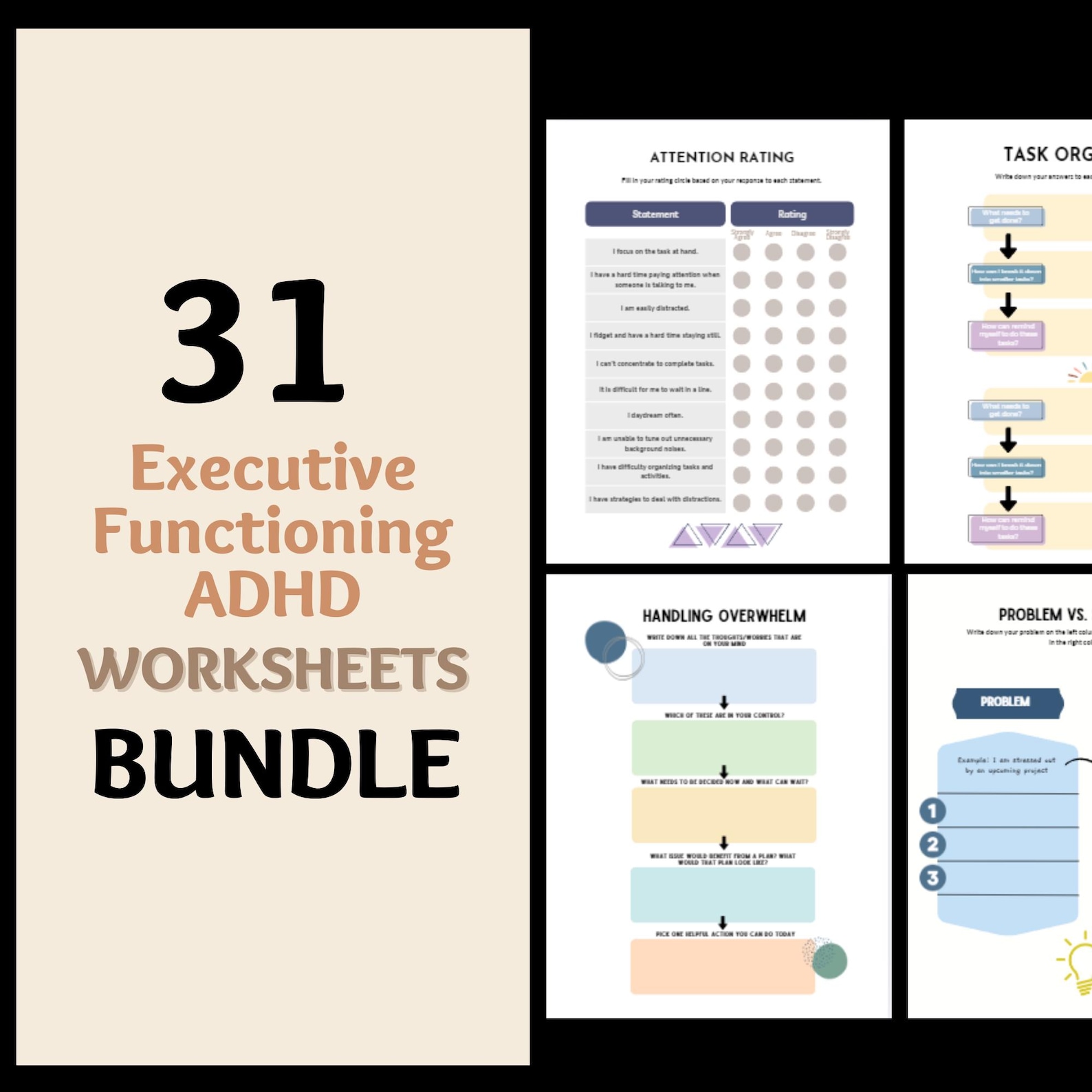 ADHD Executive Functioning Worksheets,attention Deficit Hyperactivity ...