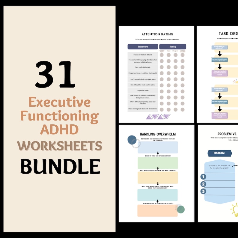 ADHD Executive Functioning Worksheets,attention Deficit Hyperactivity ...