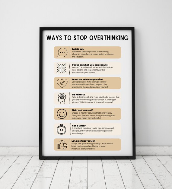 Ways to Stop Overthinking Therapy Poster Wall Print Therapist - Etsy